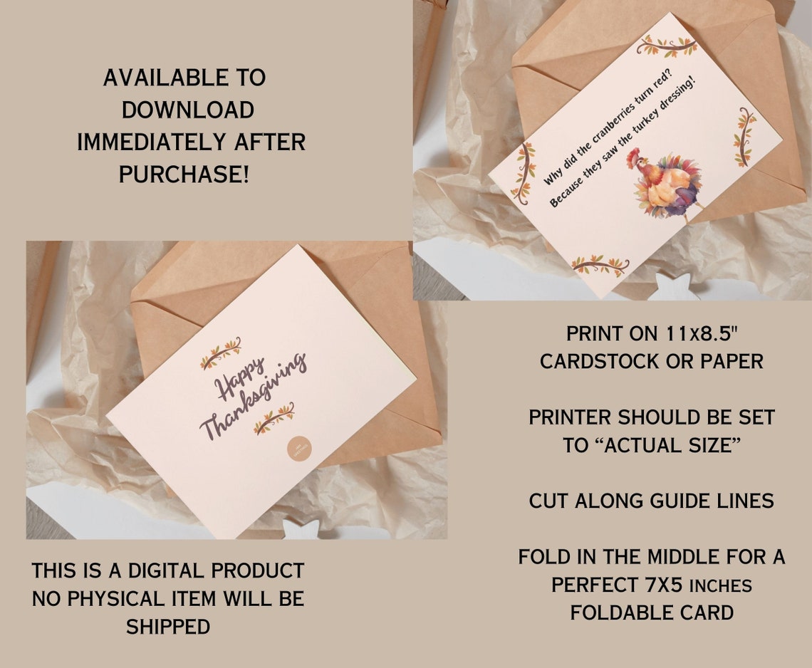 PRINTABLE Funny Thanksgiving Card, Thanksgiving Card to Download ...
