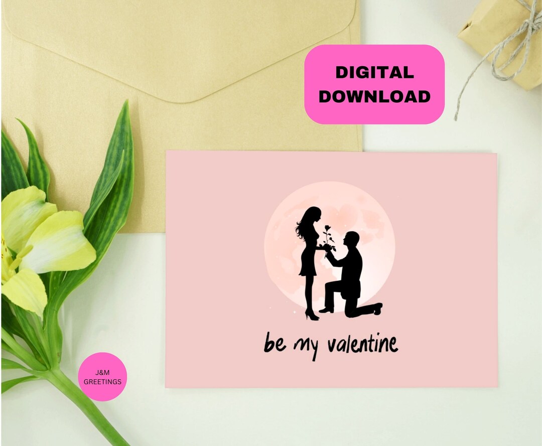 PRINTABLE Be My Valentine Card, Valentine's Day Card, Digital Download ...