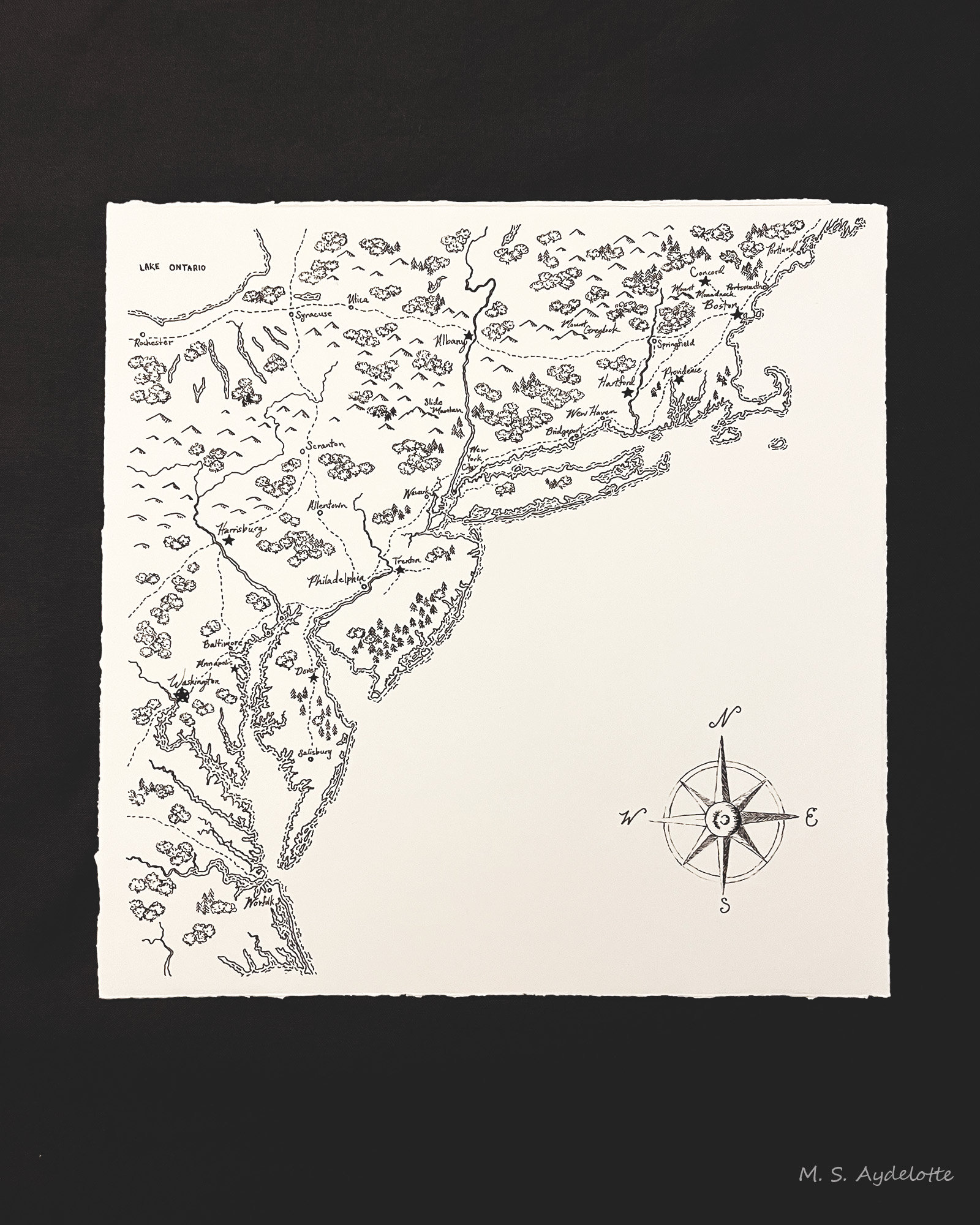 Hand-drawn East Coast Map Framed Fine Art Print - Etsy