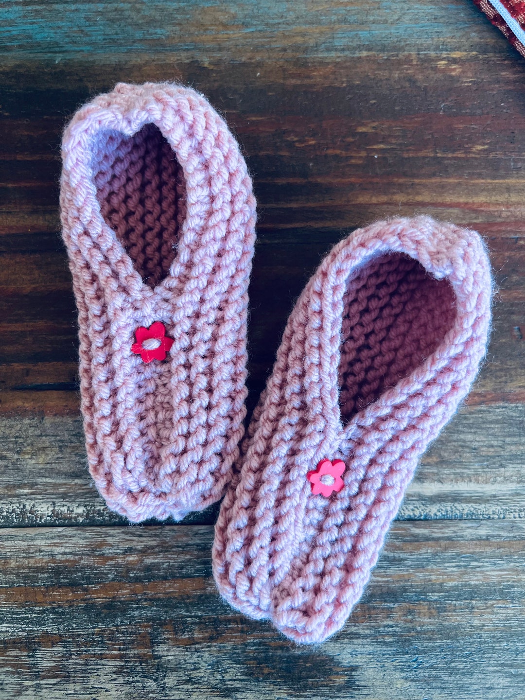 Knitted Slippers With Sunshine Buttons for Girls /kids/ - Etsy
