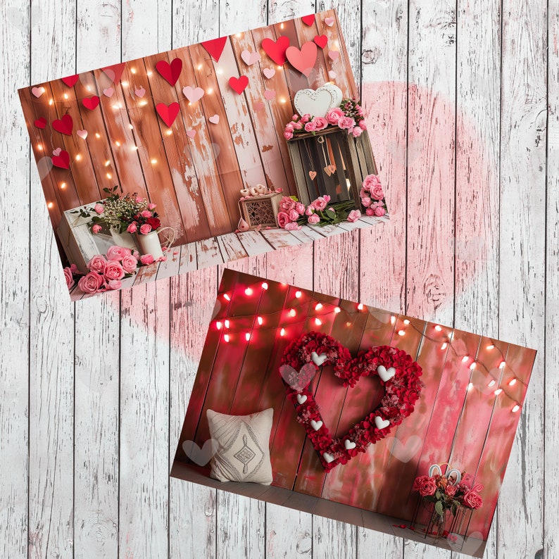 2 Valentine's Day Digital Backdrops for Photography. Bundle.hearts ...