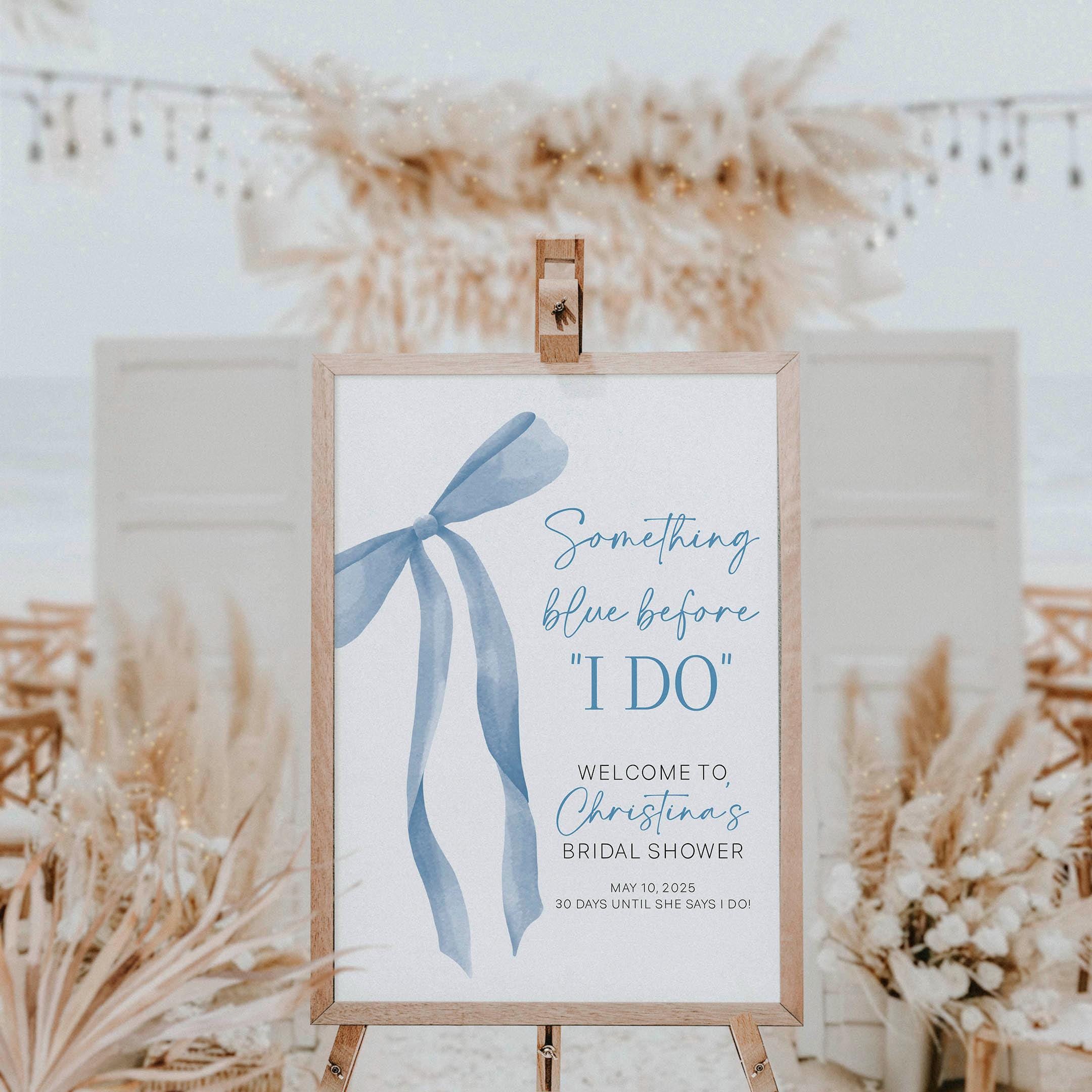 Something Blue Before I Do Bridal Shower Sign, Blue Bow Bridal Shower ...