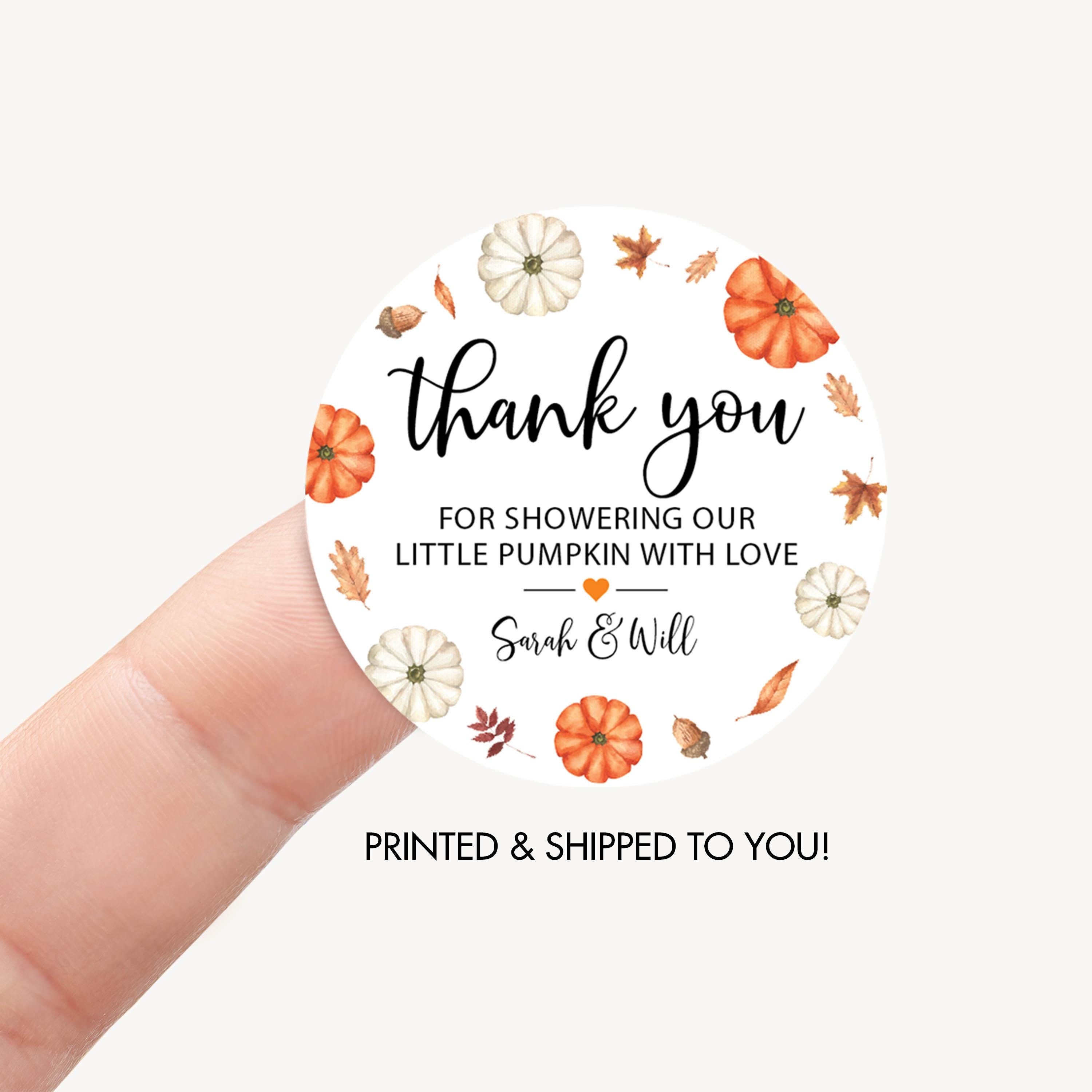 Little Pumpkin Baby Shower Thank You Sticker, Autumn Fall Pumpkin Baby ...