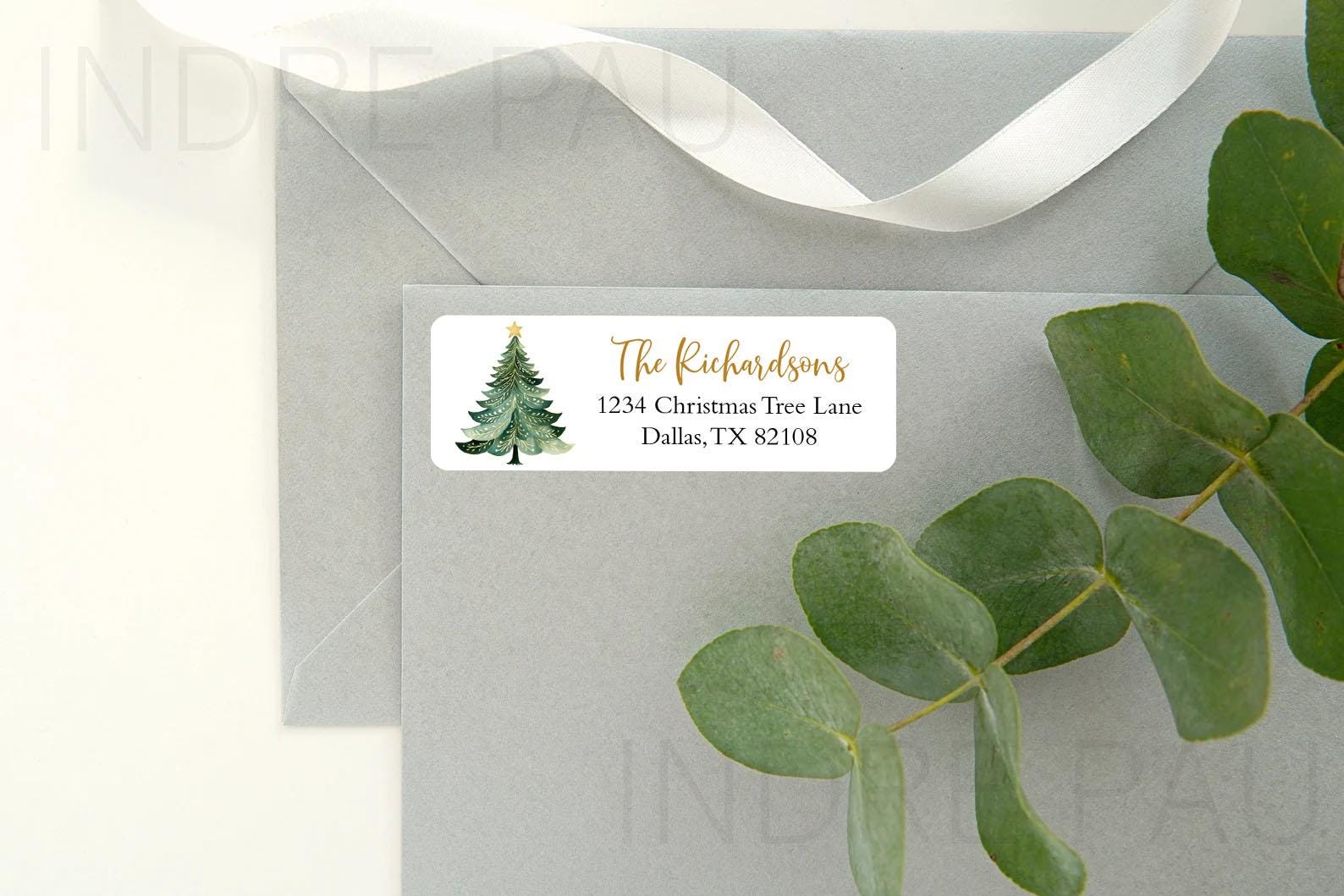 Christmas Tree Address Labels, Holiday Card Return Address Sticker ...