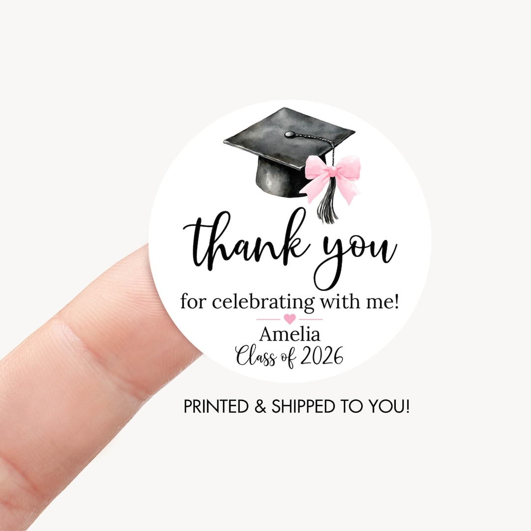 Graduation Thank You Sticker, Graduation Party Favor Tag, Class of 2026 ...