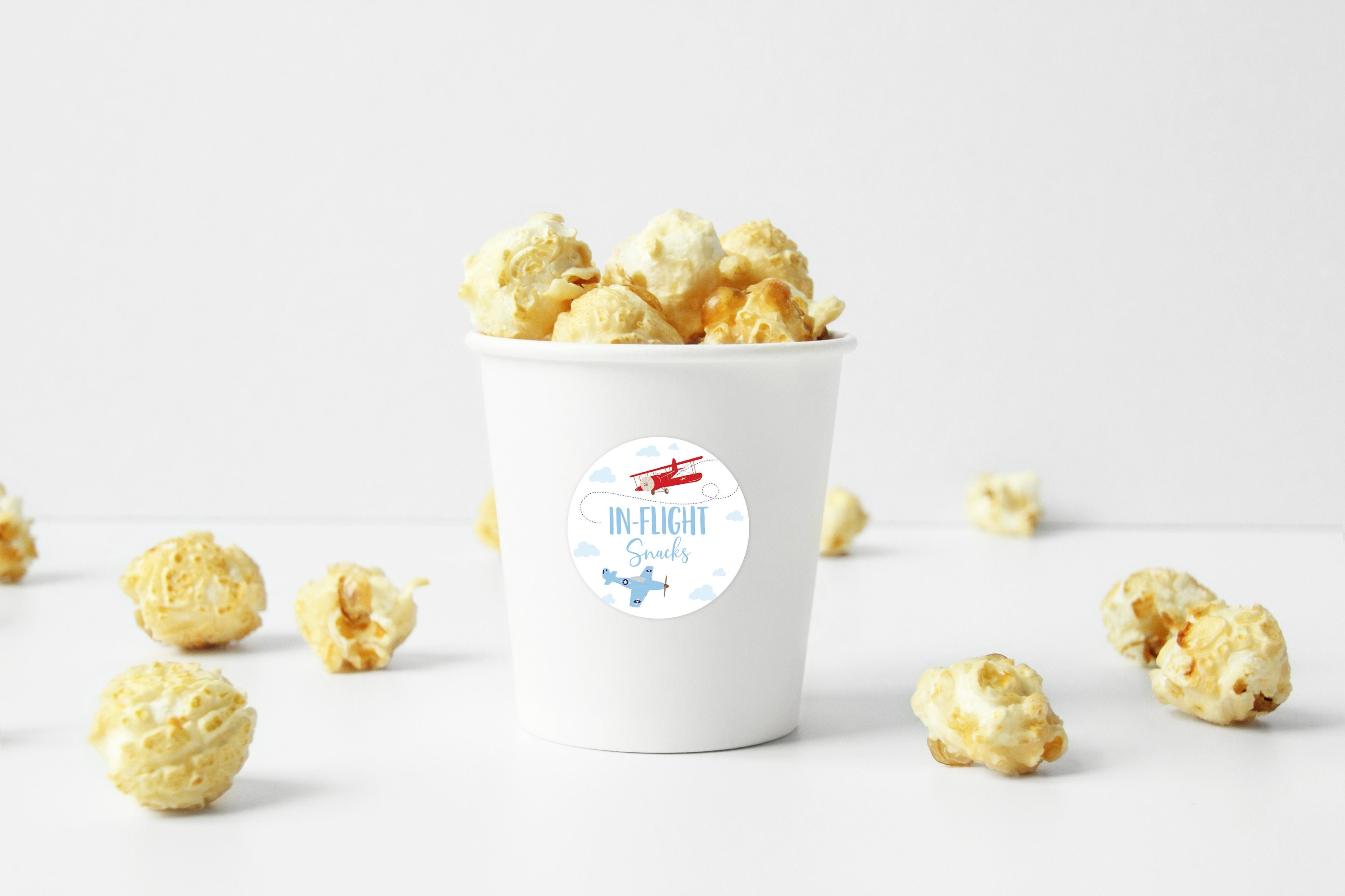 Airplane Inflight Snacks Sticker 2 Circle, Airplane Birthday Party ...