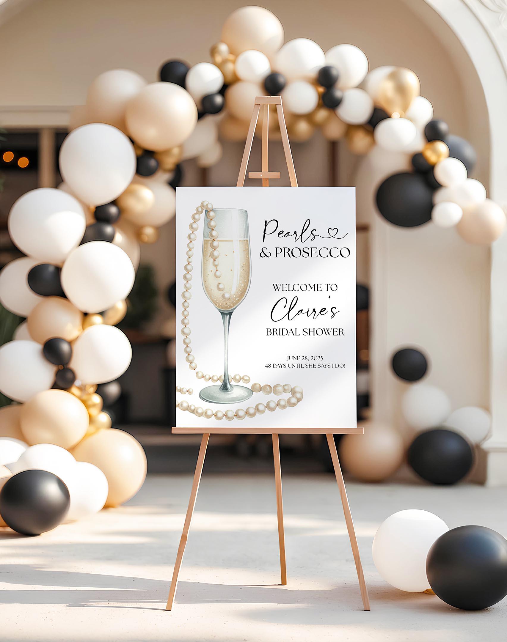 Pearls and Prosecco Bridal Shower Sign, Champagne Wedding Shower ...