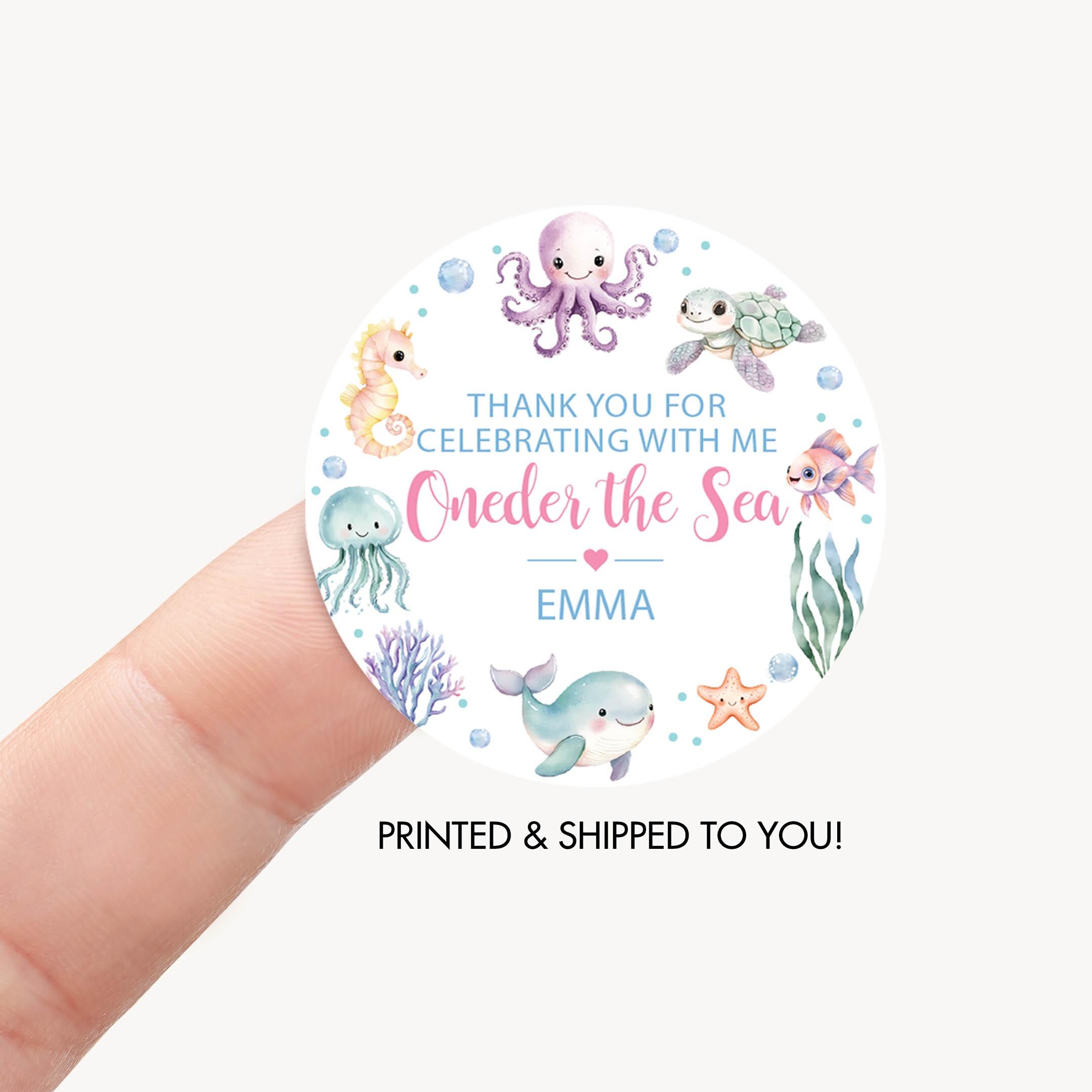 Under the Sea Birthday Thank You Sticker, Oneder the Sea Birthday Favor ...