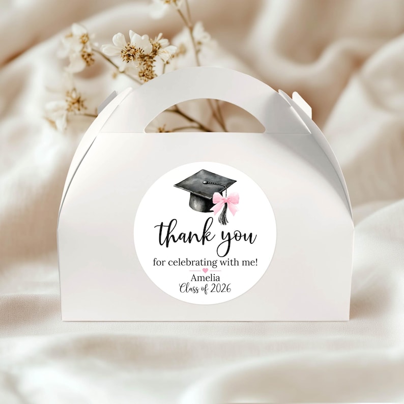 Graduation Thank You Sticker, Graduation Party Favor Tag, Class of 2026 ...