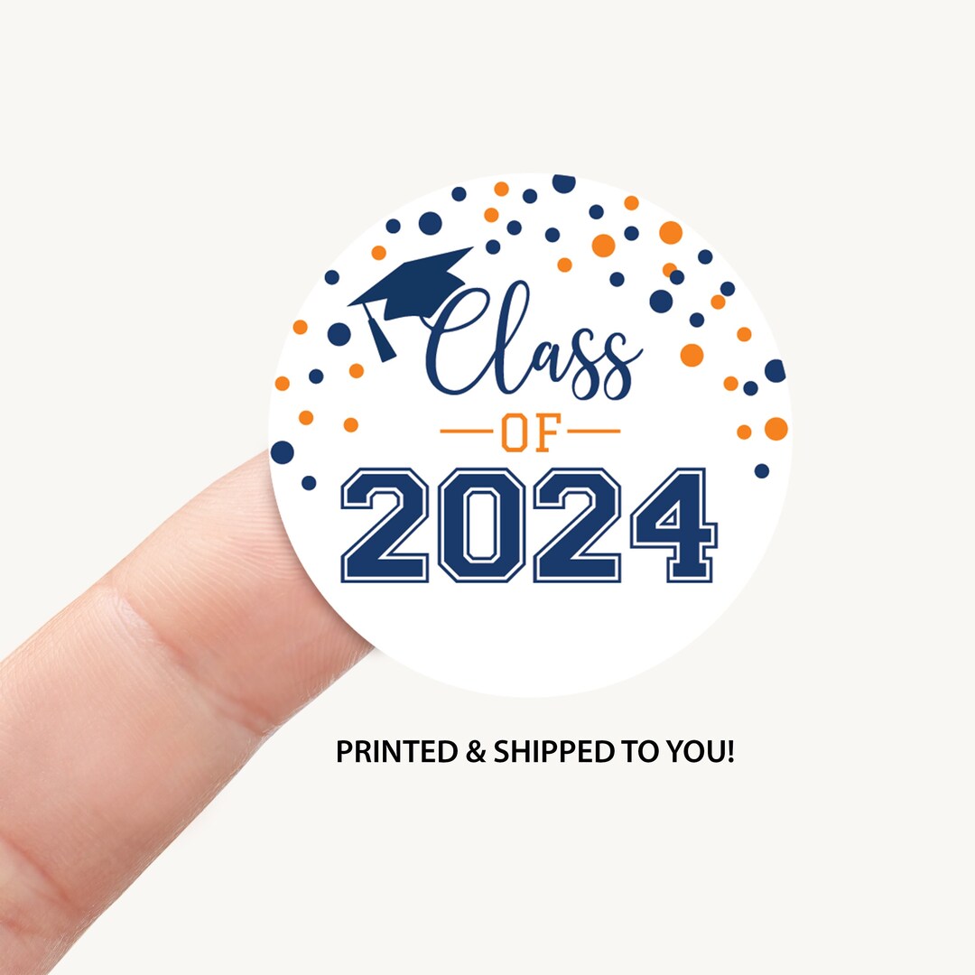 Graduation Sticker 2", Class of 2024 Grad Favor Bag Label, College High ...