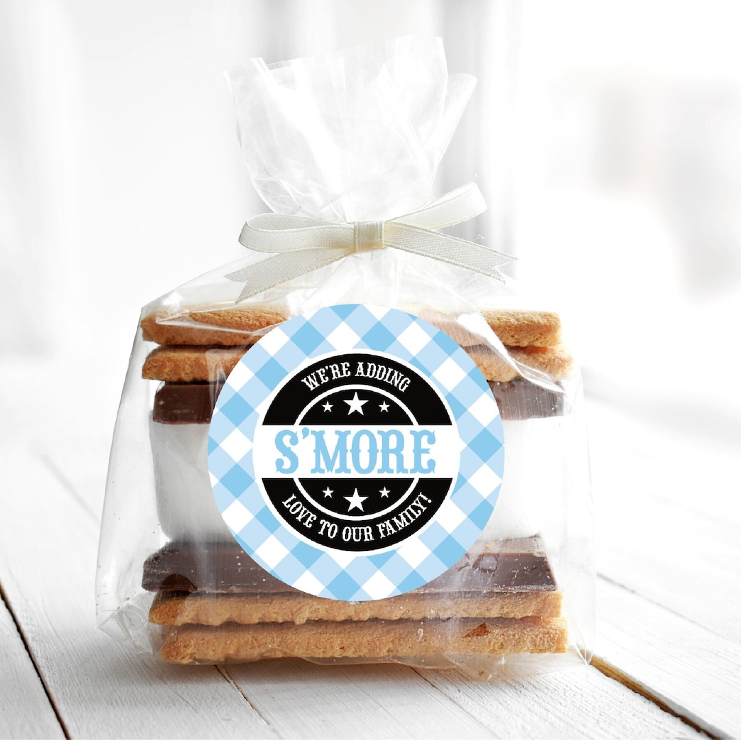 Baby Q S'more Sticker 2" Circle, BBQ Baby Shower Favor Label, Light ...