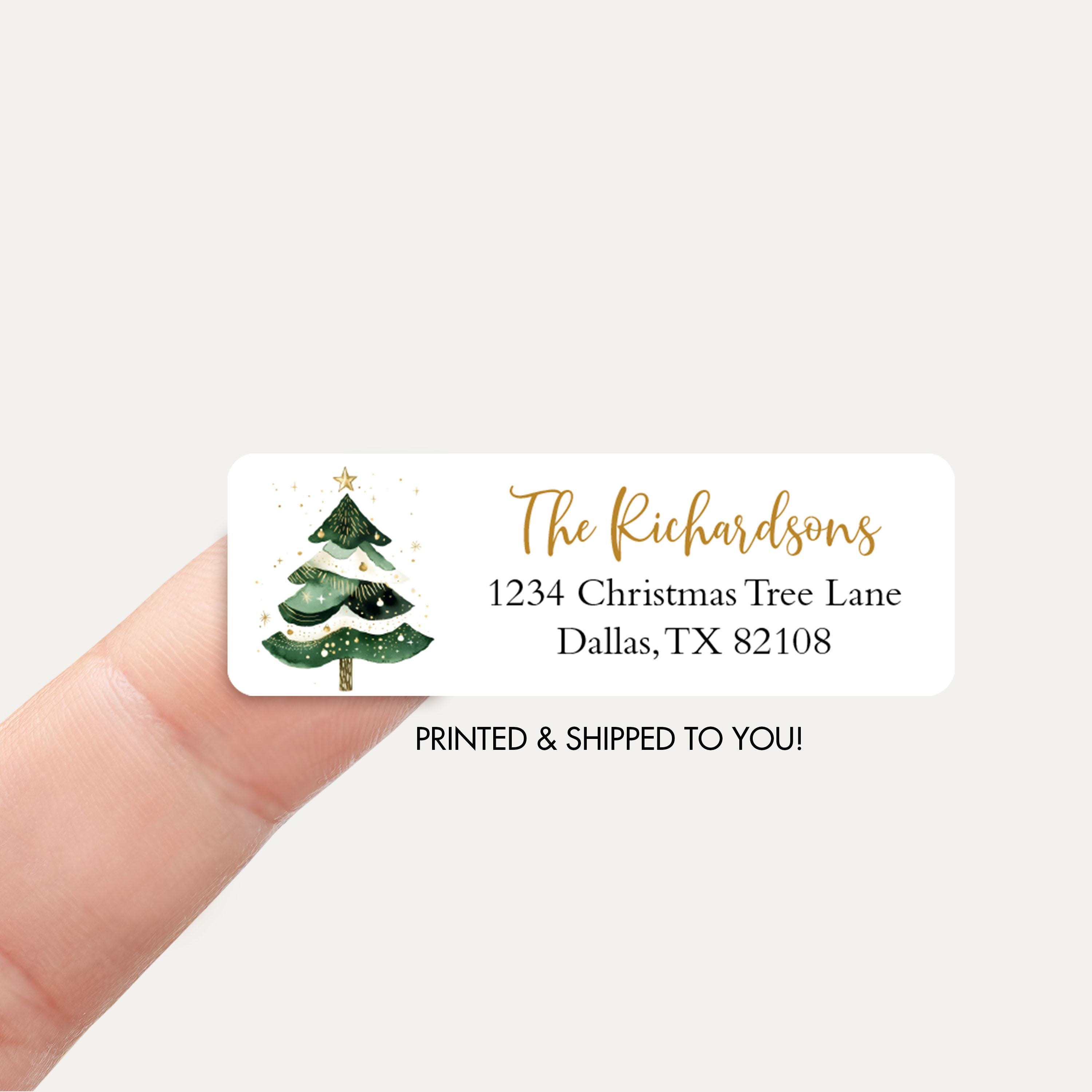 Christmas Tree Address Labels, Holiday Card Return Address Sticker ...