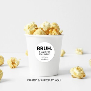 Bruh Birthday Favor Stickers, Bro Minimal Modern Tween Teen Boy Party ...