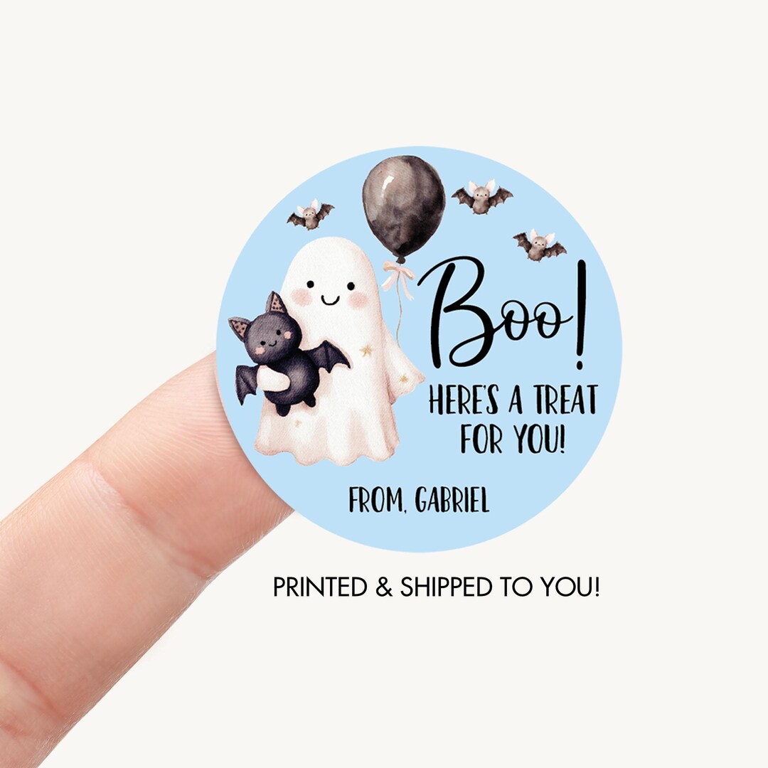 Halloween Stickers, Boo Halloween Favor Tags, Personalized Kids ...