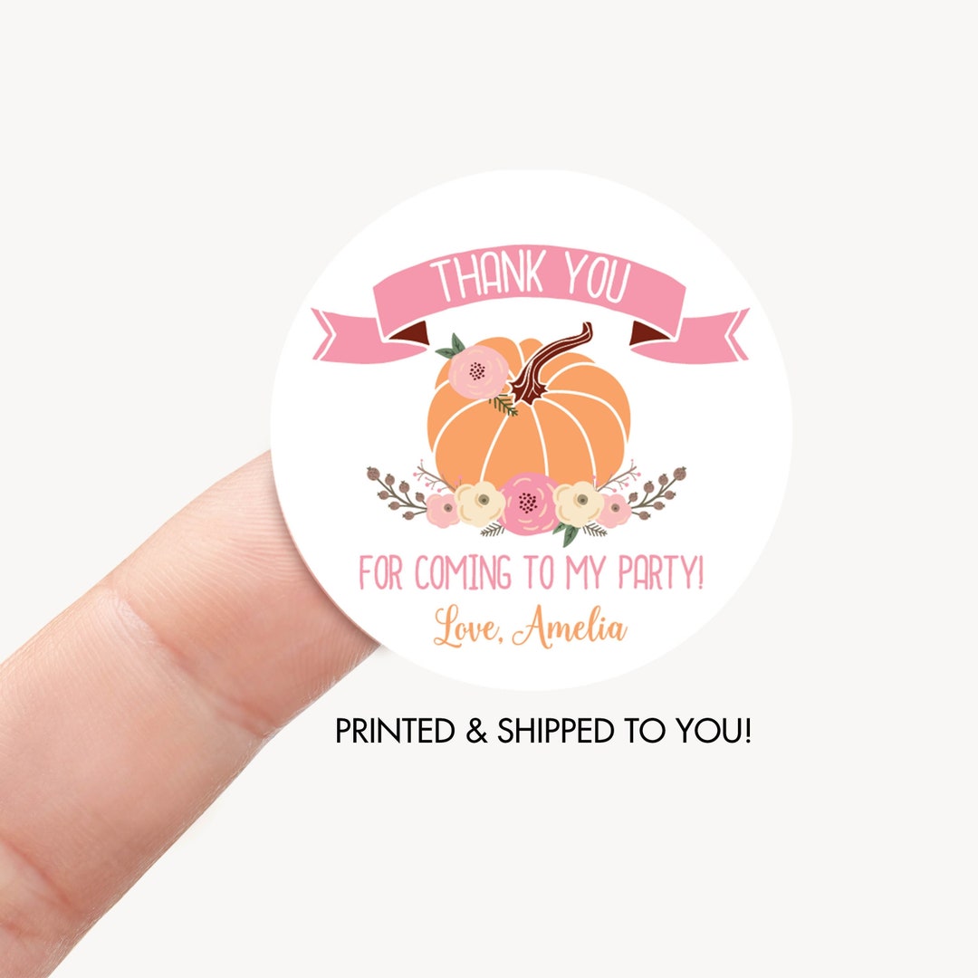 Pumpkin Birthday Thank You Favor Sticker Circle, Little Pumpkin ...