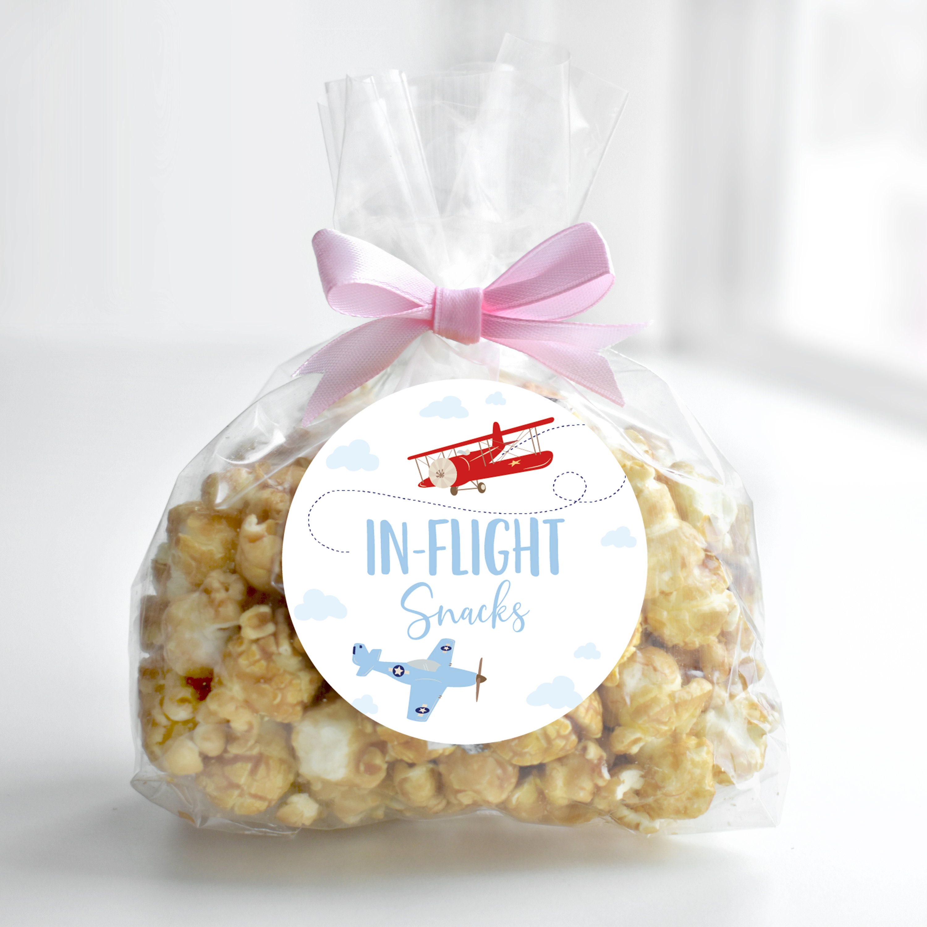 Airplane Inflight Snacks Sticker 2 Circle, Airplane Birthday Party ...
