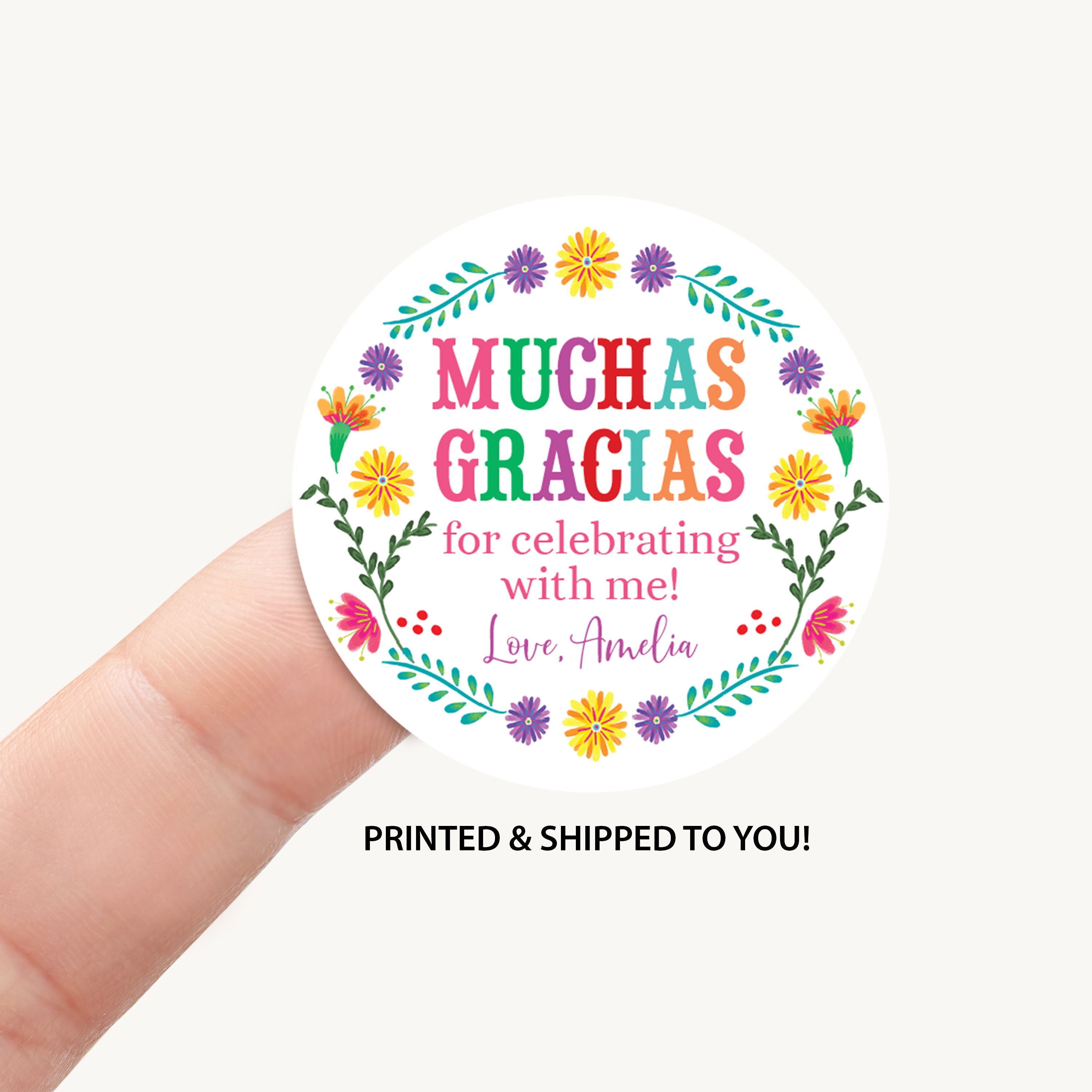 Fiesta Birthday Thank You Favor Sticker, Mexican Party Favor Label ...