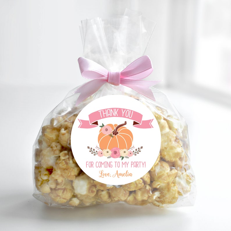 Pumpkin Birthday Thank You Favor Sticker Circle, Little Pumpkin ...