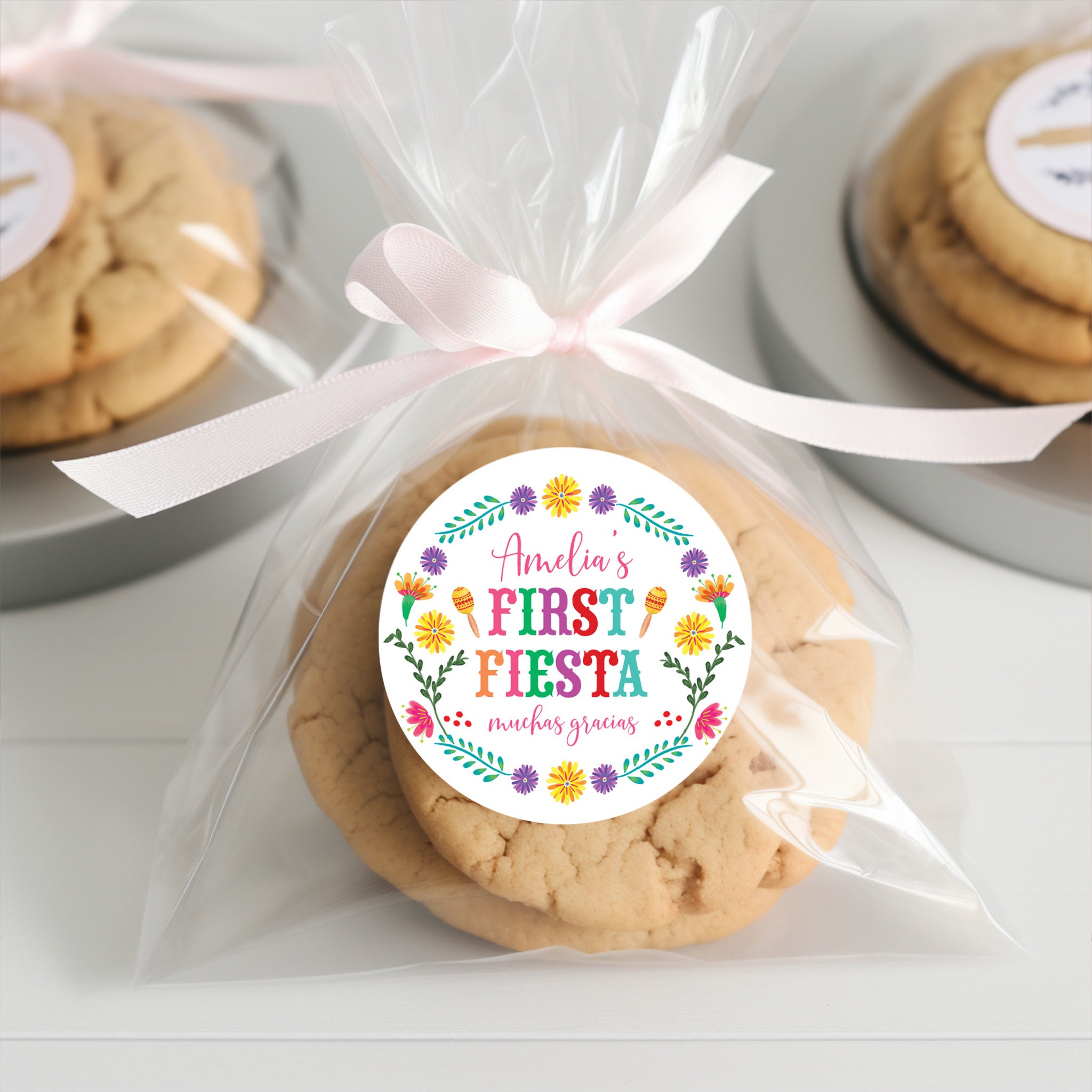 First Fiesta Birthday Thank You Favor Sticker 2 Circle, Mexican Party ...