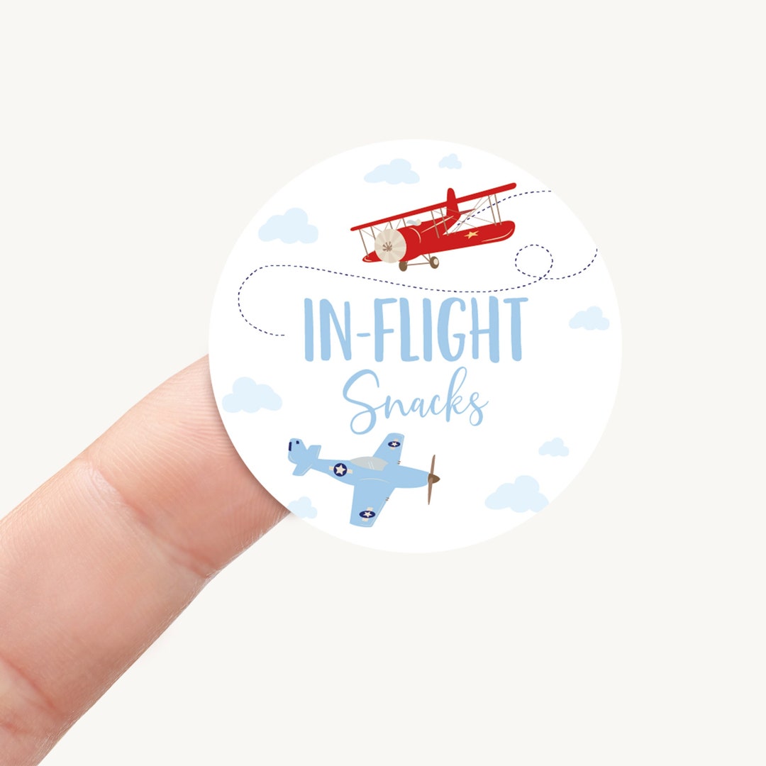 Airplane Inflight Snacks Sticker 2" Circle, Airplane Birthday Party ...