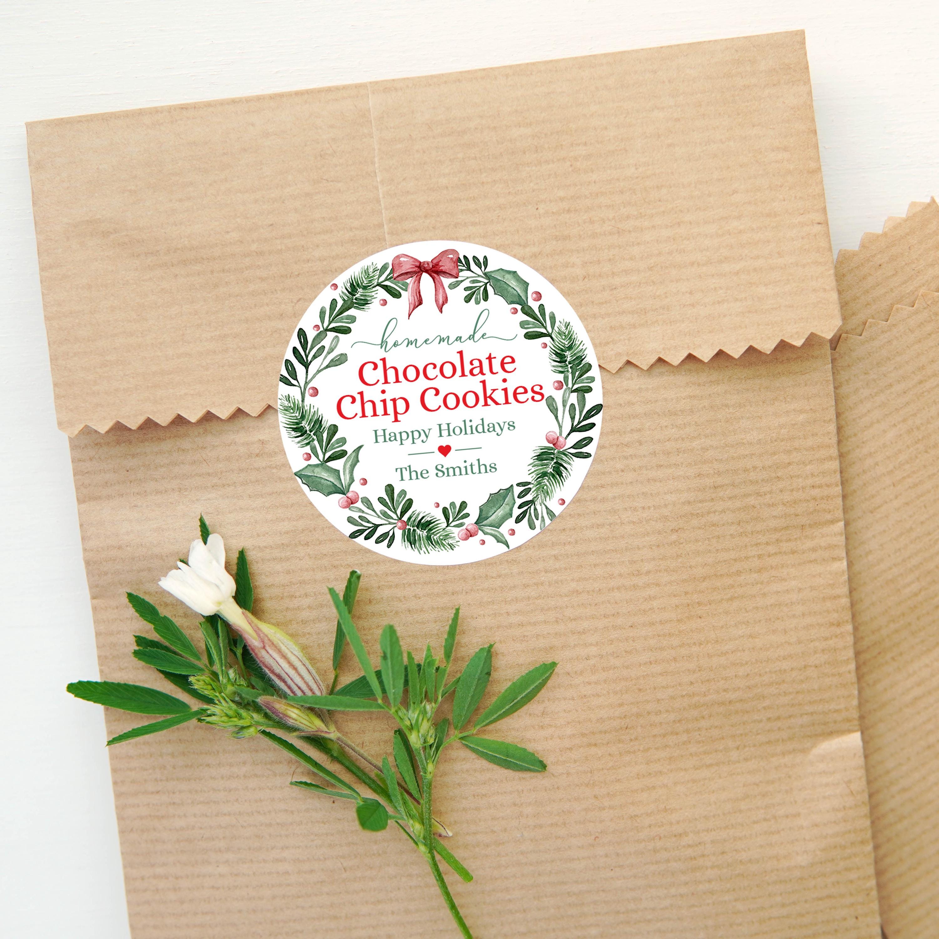 Christmas Wreath Cookie Sticker, Personalized Holiday Food Treats Jam ...