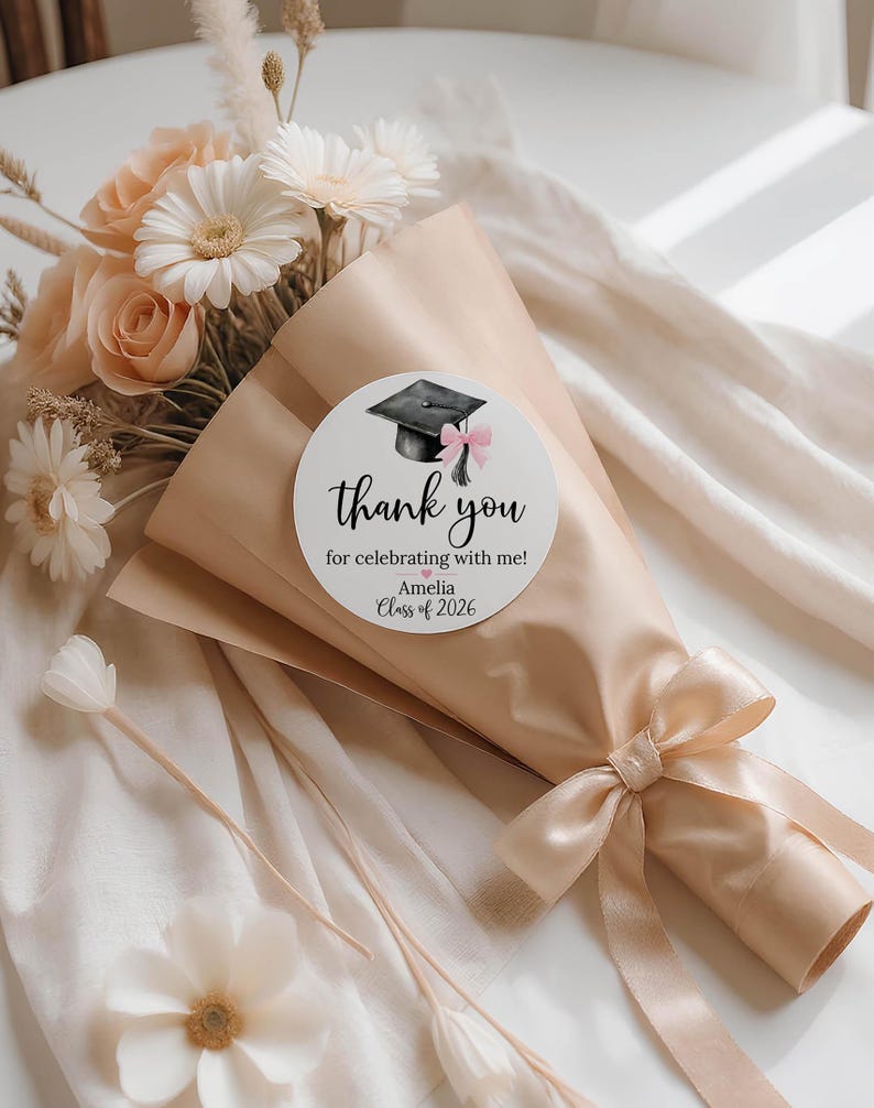 Graduation Thank You Sticker, Graduation Party Favor Tag, Class of 2026 ...