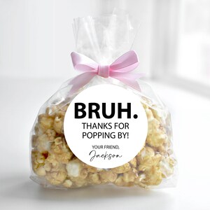 Bruh Birthday Favor Stickers, Bro Minimal Modern Tween Teen Boy Party ...