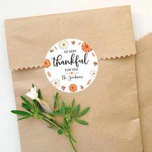 Thankful Thanksgiving Sticker, Autumn Fall Pumpkin Thank You Favor ...