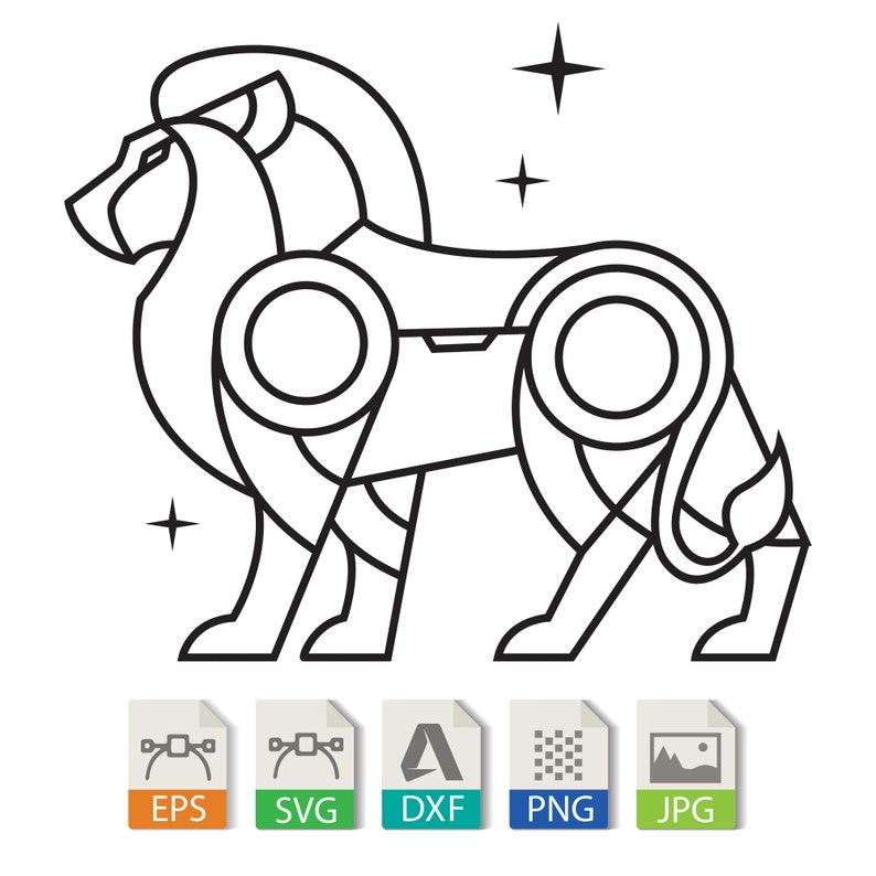 Zodiac Geometric Lineart / Leo / Tattoo / Illustration / - Etsy