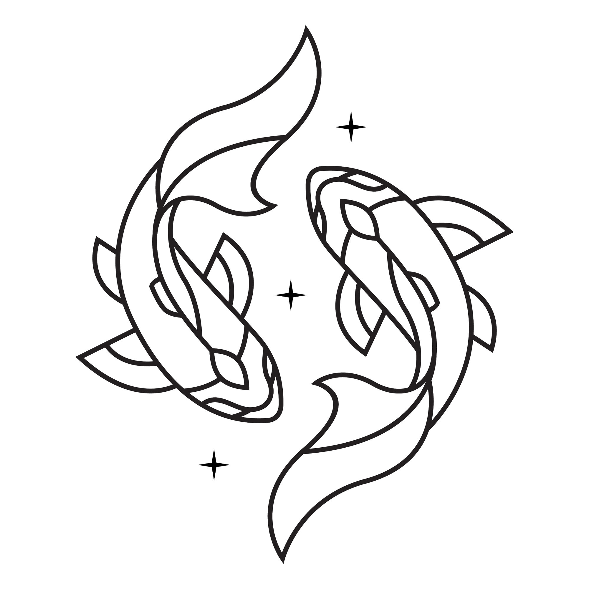 Zodiac Geometric Lineart Pisces Tattoo Illustration Etsy