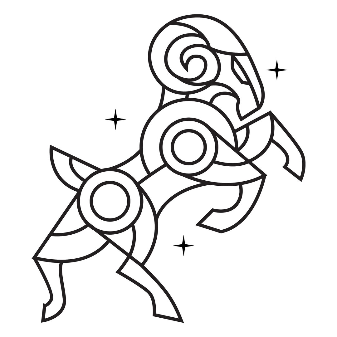 Zodiac Geometric Lineart / Aries / Tattoo / Illustration / - Etsy