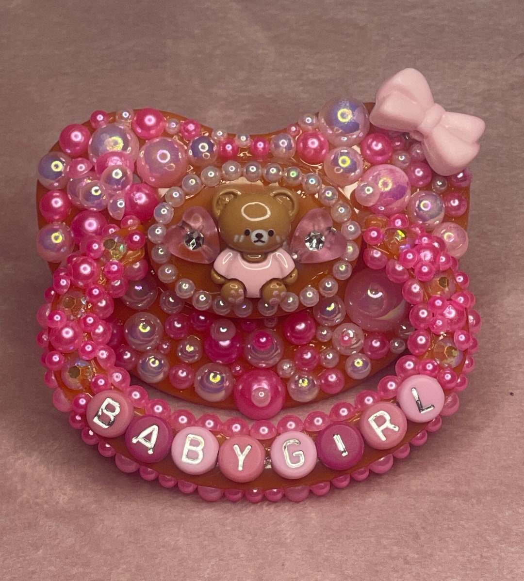 Adult Deco Pacifier Pink Bear Babygirl - Etsy