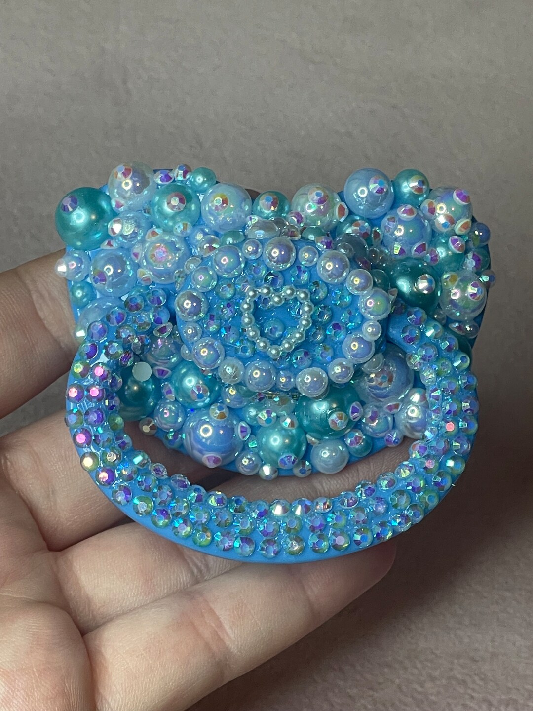 Adult Deco Pacifier Baby Blue Bejeweled Pearl Princess - Etsy