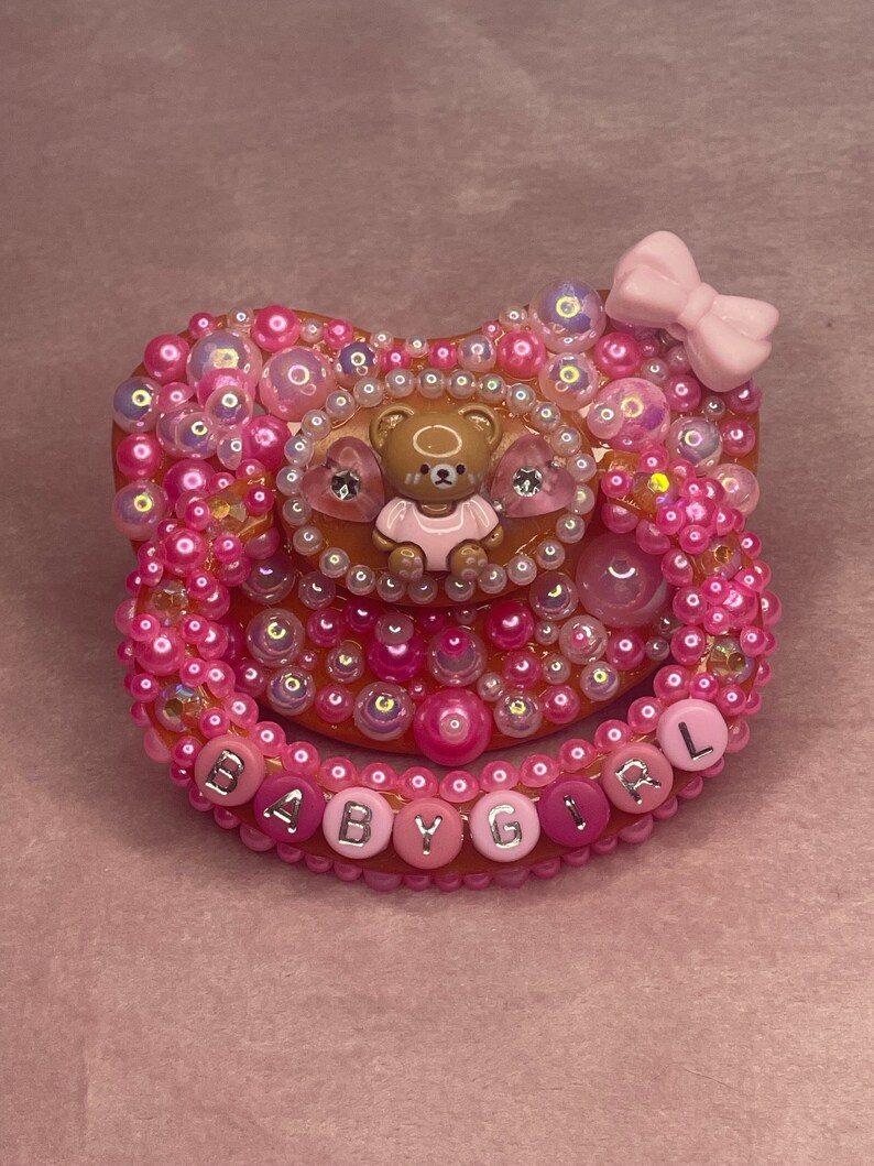 Adult Deco Pacifier Pink Bear Babygirl - Etsy