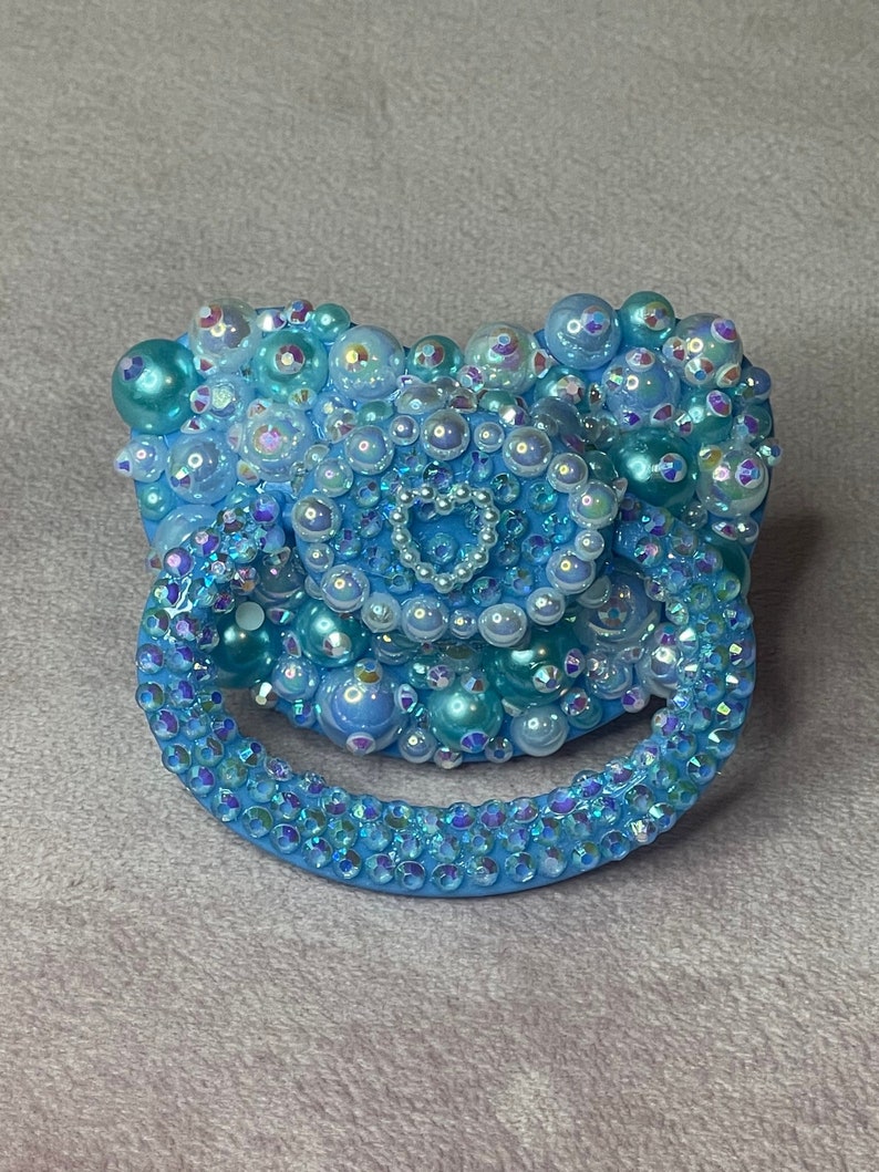 Adult Deco Pacifier Baby Blue Bejeweled Pearl Princess - Etsy