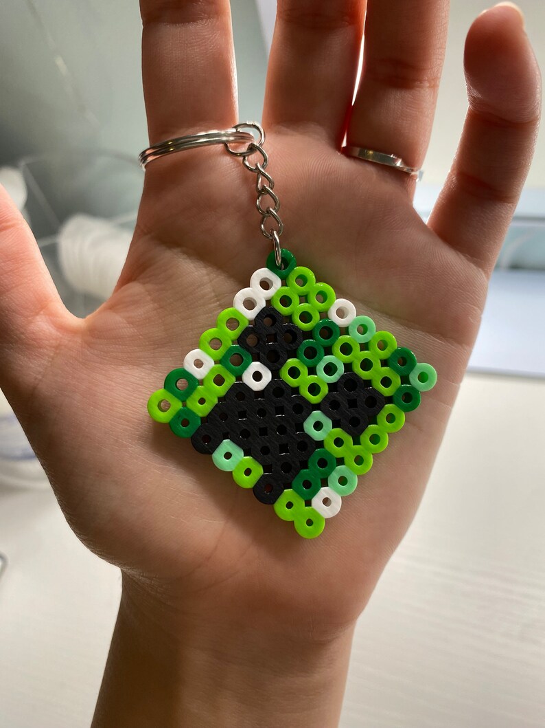 Minecraft-inspired Creeper Perler Bead Keychain Pixel Art - Etsy