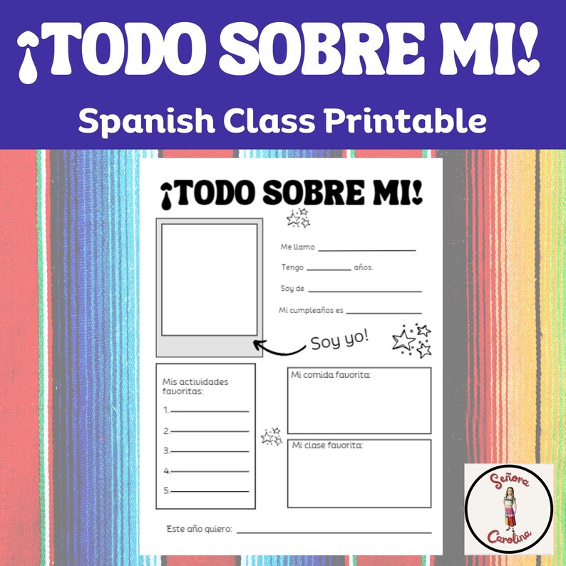 Todo Sobre Mi Printable: Middle/high School, Intermediate - Etsy