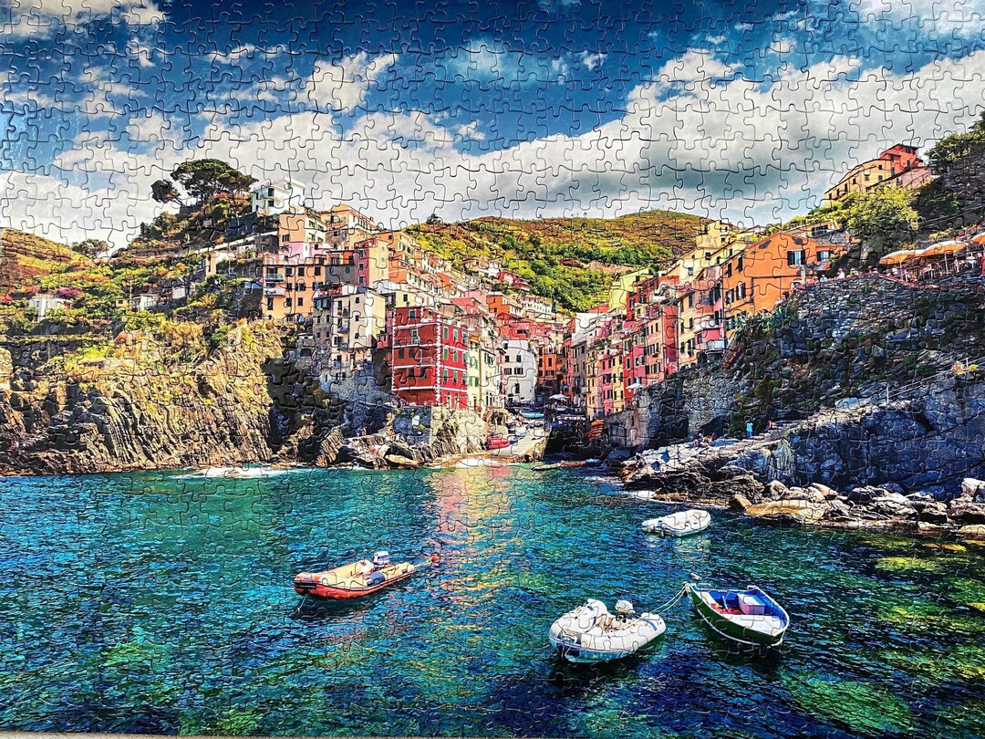 Framed Italian Seascape Puzzle: 1000 Pieces, Modern Art (27”x20”) - Etsy