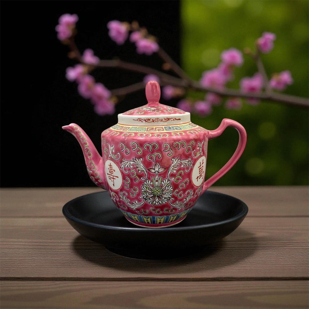 Vintage Jingdezhen Mun Shou Teapot, Longevity Pattern, Chinese ...