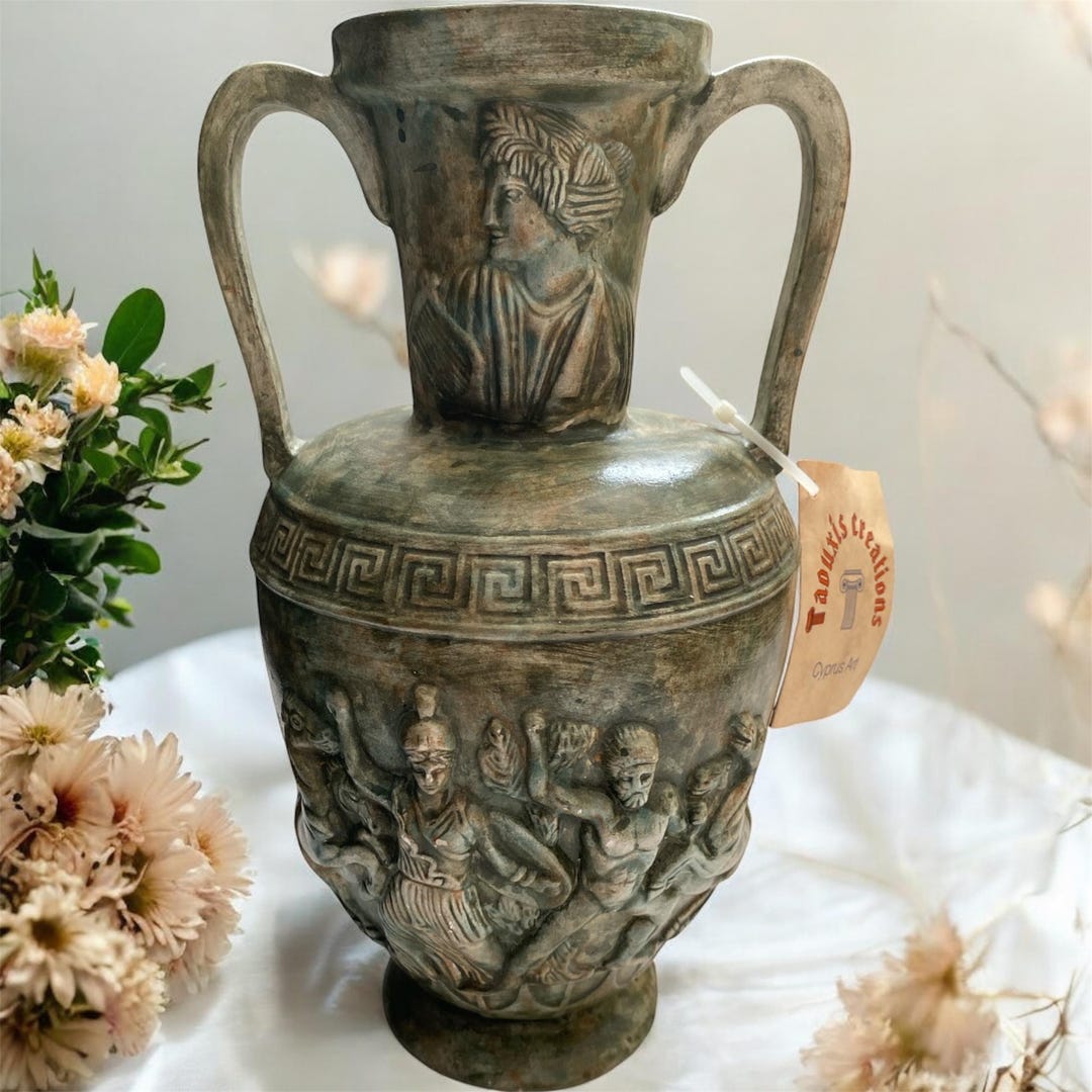 Greek Amphora Vase Replica | Relief Figures, Cyprus Art by Taouxis - Etsy