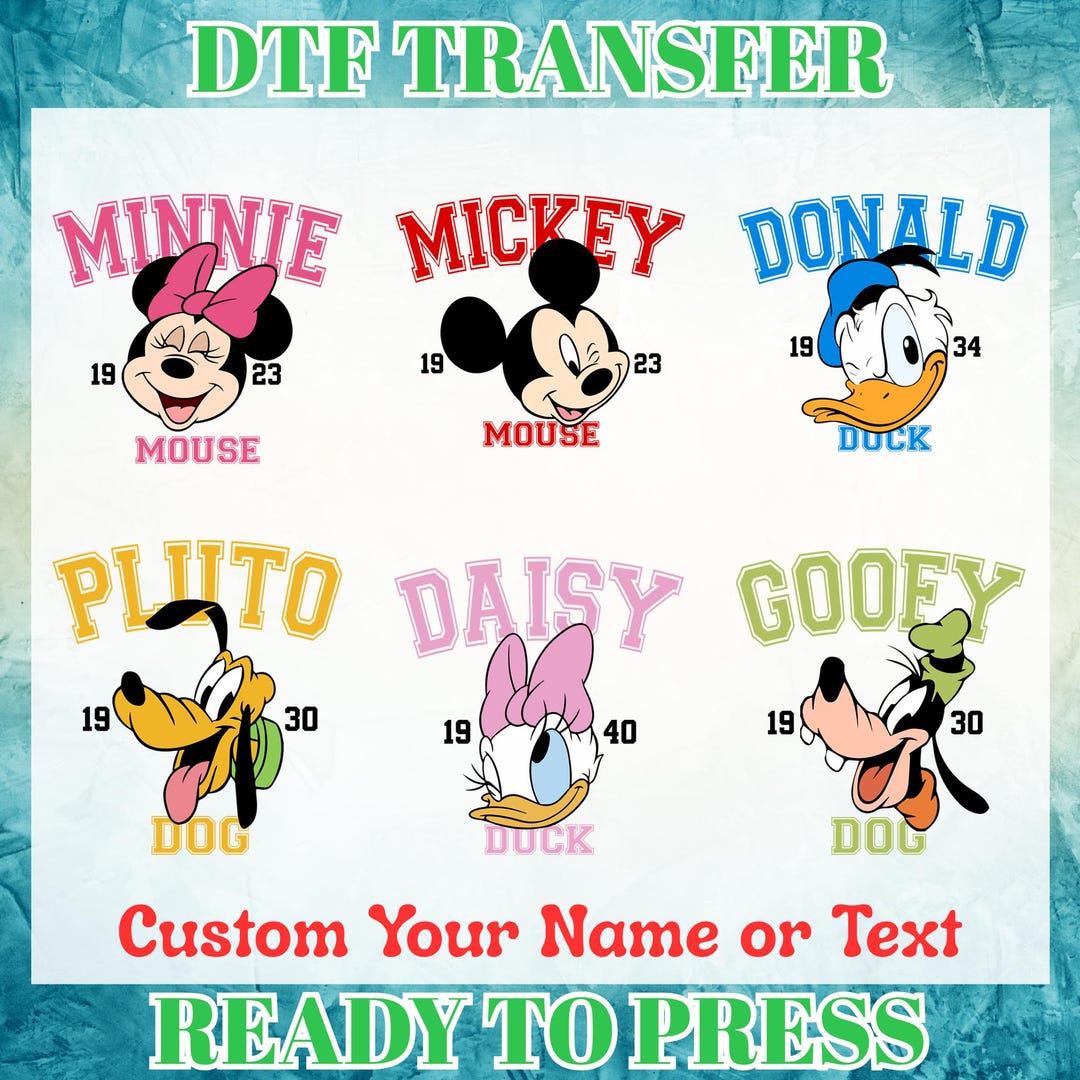 Custom Disney Characters Dtf Transfers, Disney 2026 DTF, Retro Donald ...