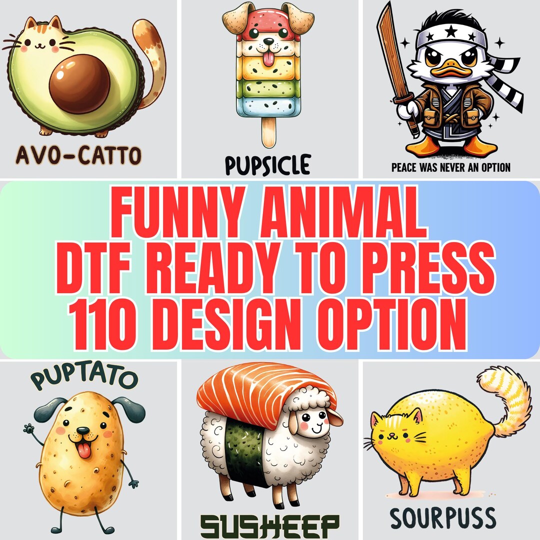 Custom Funny Animal Dtf Ready to Press Transfers,dtf Heat Transfer ...