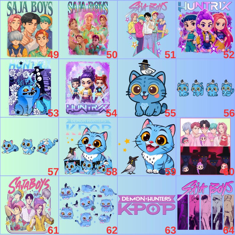 Kpop Demon Hunters Bundle Dtf Prints, Huntrix Girls Dtf, Saja Boys and ...