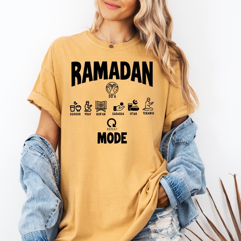 Ramadan Mode DTF Transfer Design, Islamic Daily Routine Shirt Print ...