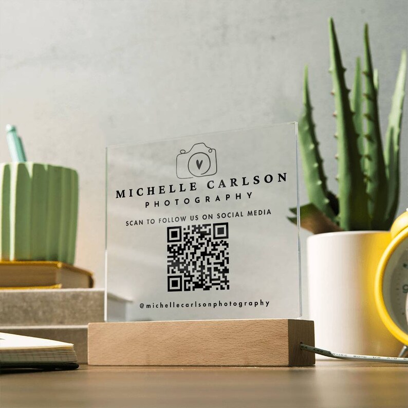 QR Code Sign LED Photography QR Code Sign Qr Code Social Media Sign ...