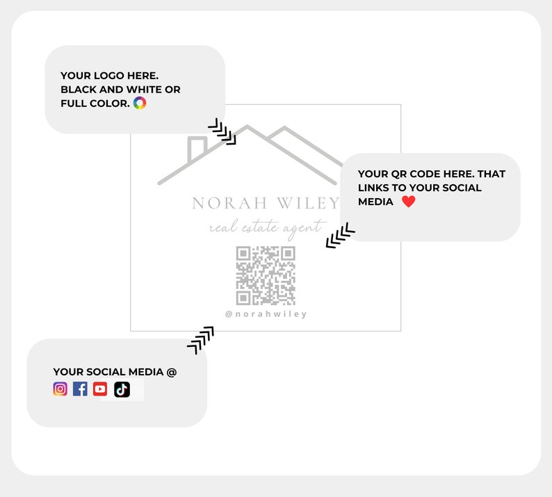 QR Code Sign Real Estate Agent QR Code Sign Qr Code Social Media Sign ...