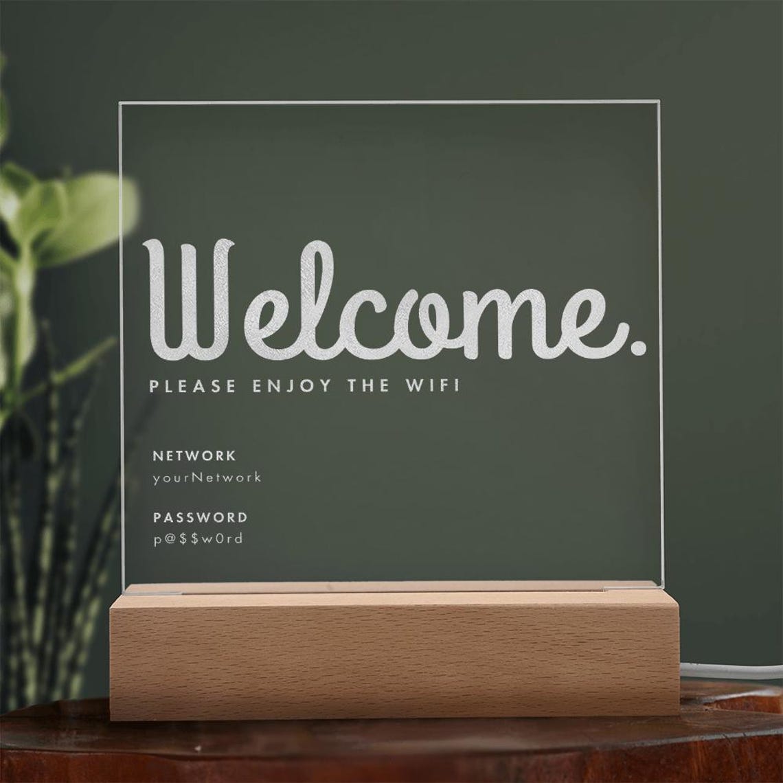 Personalized Acrylic Wifi Sign, Engraved LED Wifi Sign, Modern Wifi ...
