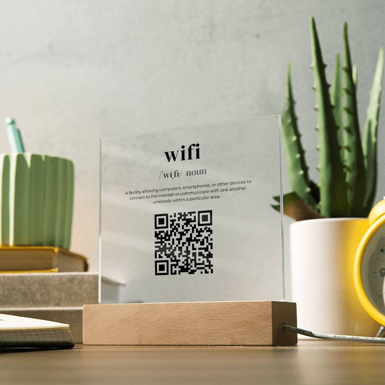 Wifi Sign Acrylic Wifi QR Code Sign Personalised Wifi QR Code Sign New ...