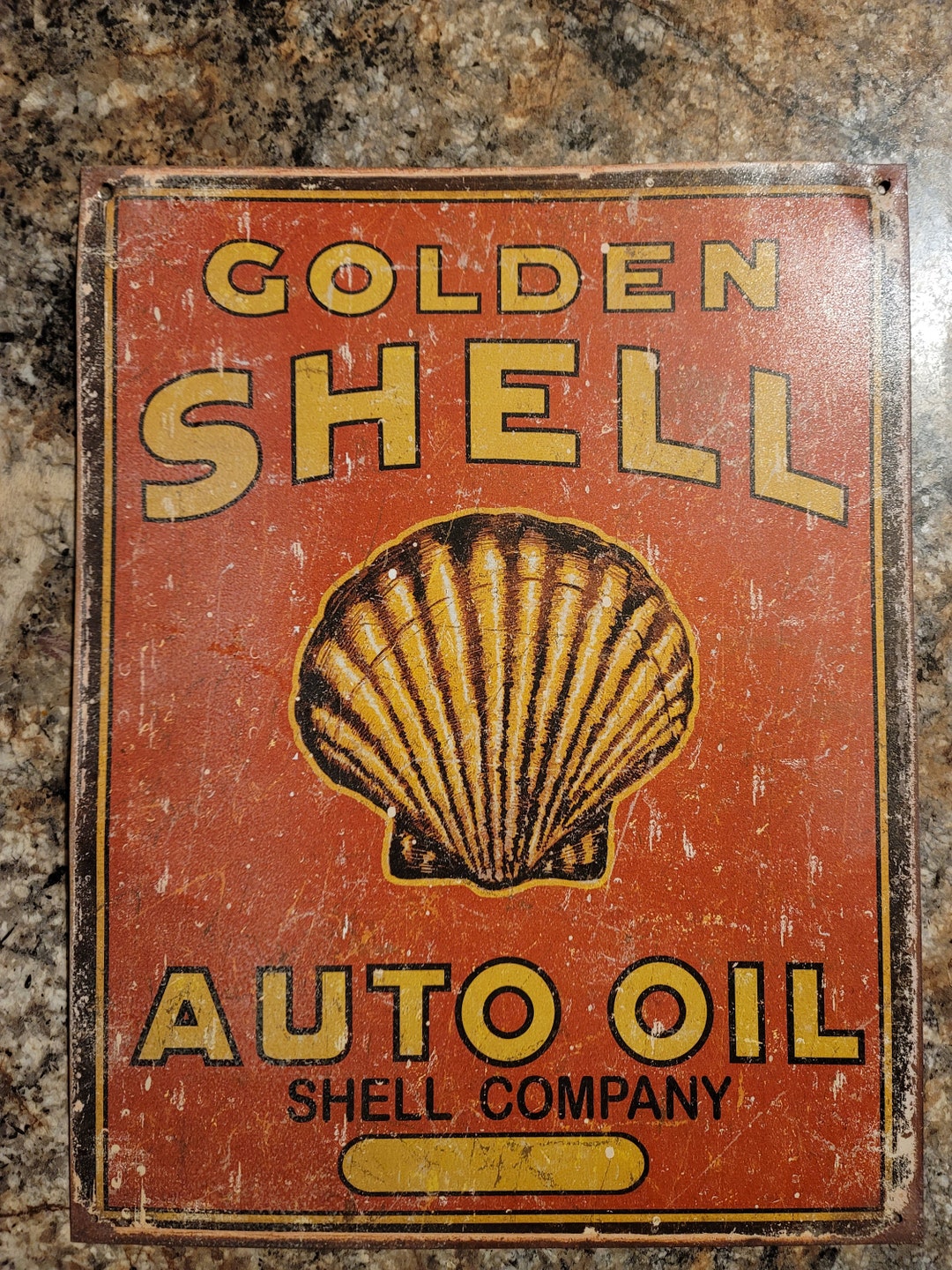 Rustic Farm Cottage Core Shell Gas Tin Sign, Gas Station Sign. Vintage ...