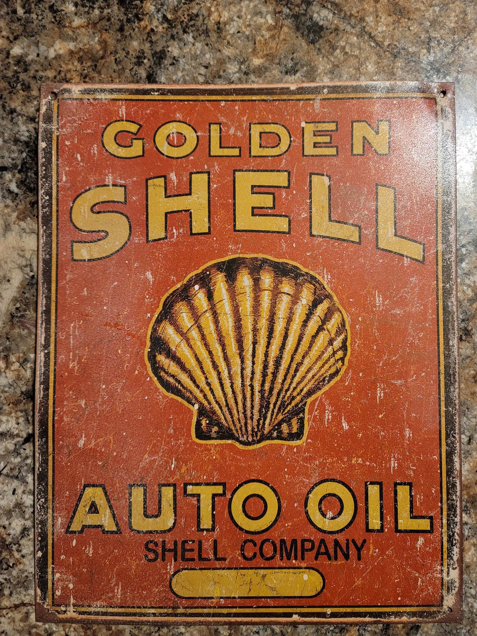 Rustic Farm Cottage Core Shell Gas Tin Sign, Gas Station Sign. Vintage ...